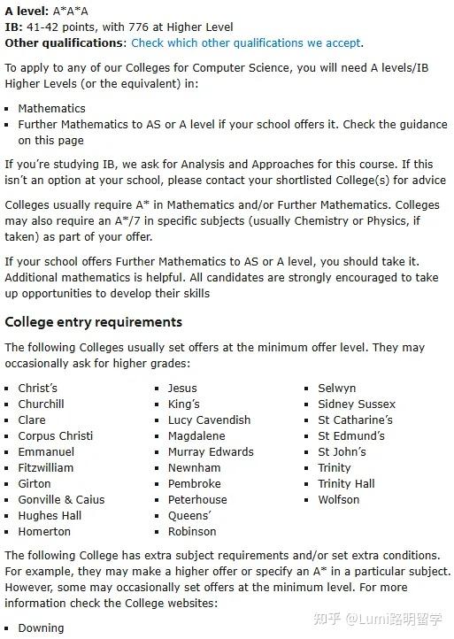 路明留学|更新！剑桥大学26fall申请要求（详细版）！部分学院和专业拔高要求！ - 知乎