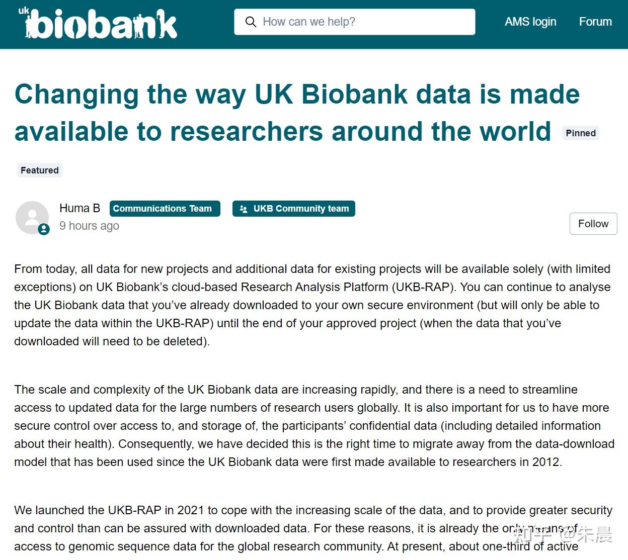 【UKB快讯】UK Biobank数据今后只可通过RAP云端平台获取 - 知乎