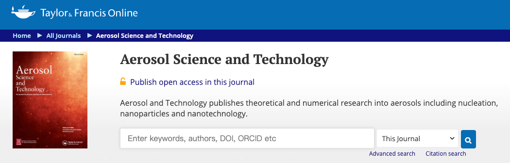 刊·见 | JCR Q1，机械工程期刊Aerosol Science and Technology - 知乎