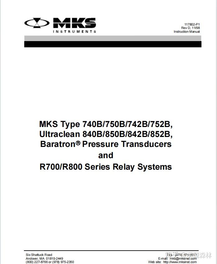 MKS真空规740B-742B-840B-852B-R700说明详细内容查看目录和图片目录 - 知乎