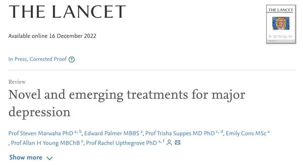 The Lancet重磅综述：总结抑郁症的新疗法 - 知乎