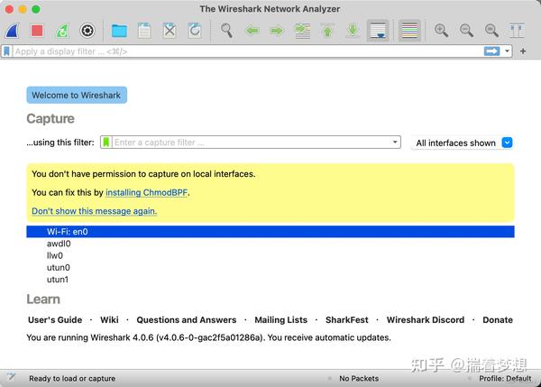 解决 Wireshark: You don‘t have permission to capture on local interfaces ... 解决 Wireshark: You don‘t have permission to capture on local interfaces ...