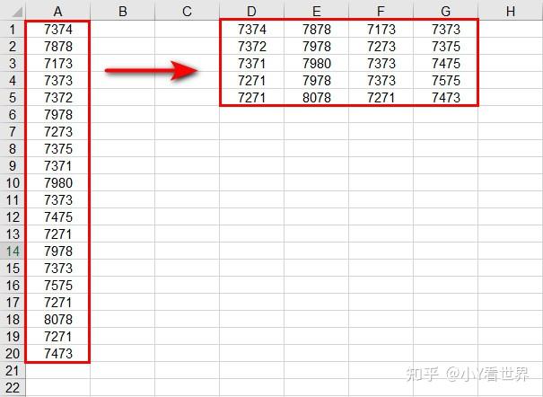 【excel】将一列数据转为多行多列矩阵形式的几种方法 知乎 
