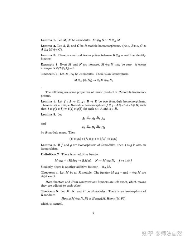 The list of properties and theorems of tensor products of R-modules - 知乎