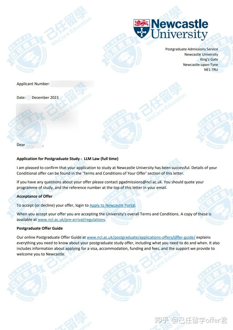 己任留学24Fall英国offer | 纽卡斯尔大学 Law LLM - 知乎