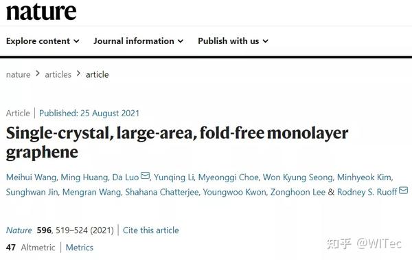 Nature: 单晶、大面积、无折叠单层石墨烯 - 知乎
