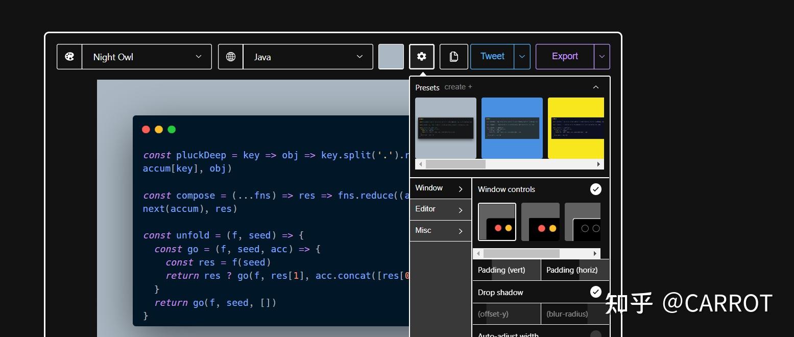 代码生成图片——carbon - 知乎